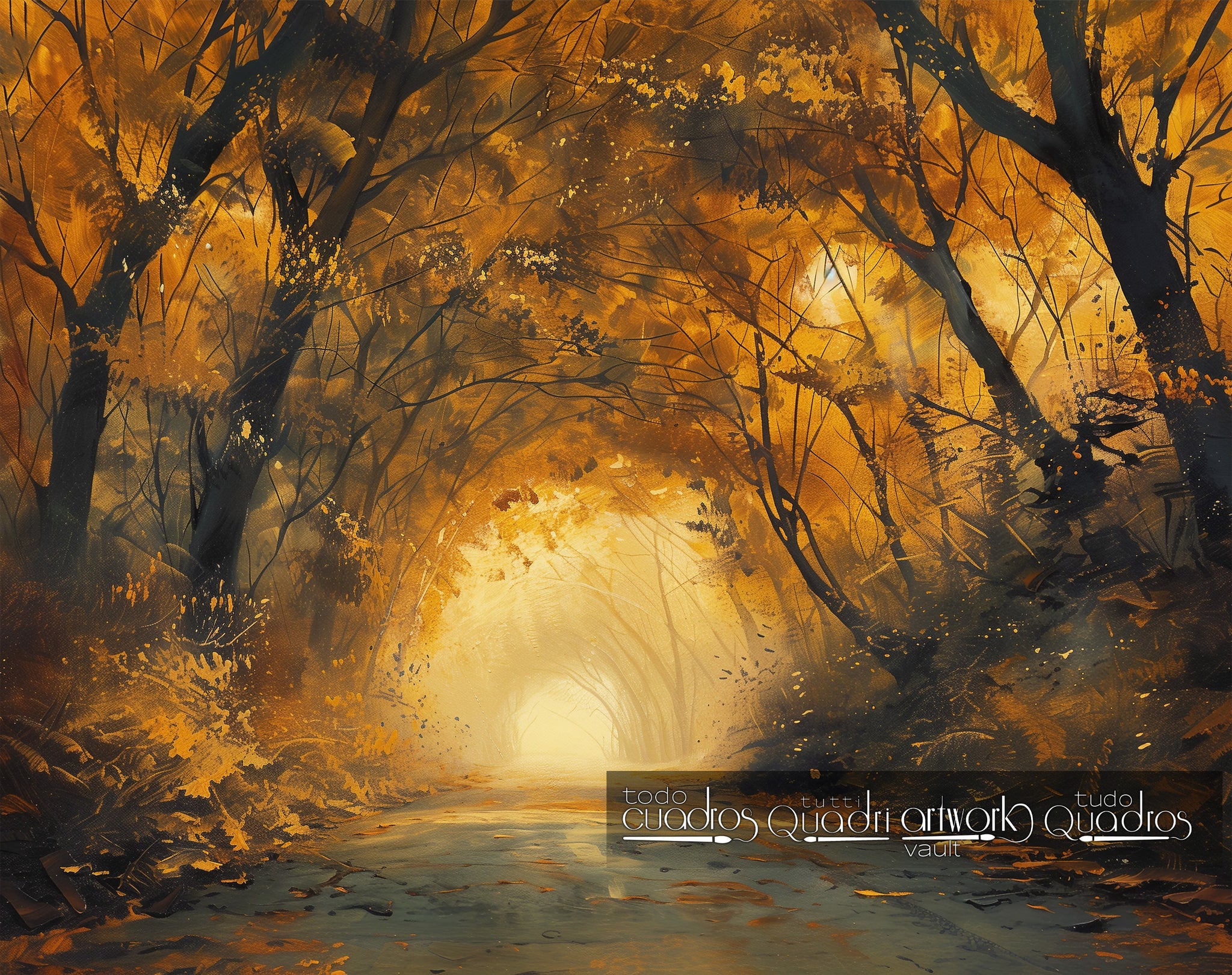"Volta autunnale", quadro decorativo a olio per soggiorni classici