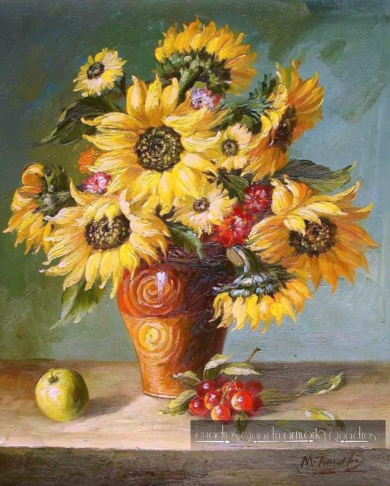 Quadro per decorare il salotto, Fiori Rif. FL0002, olio su tela.